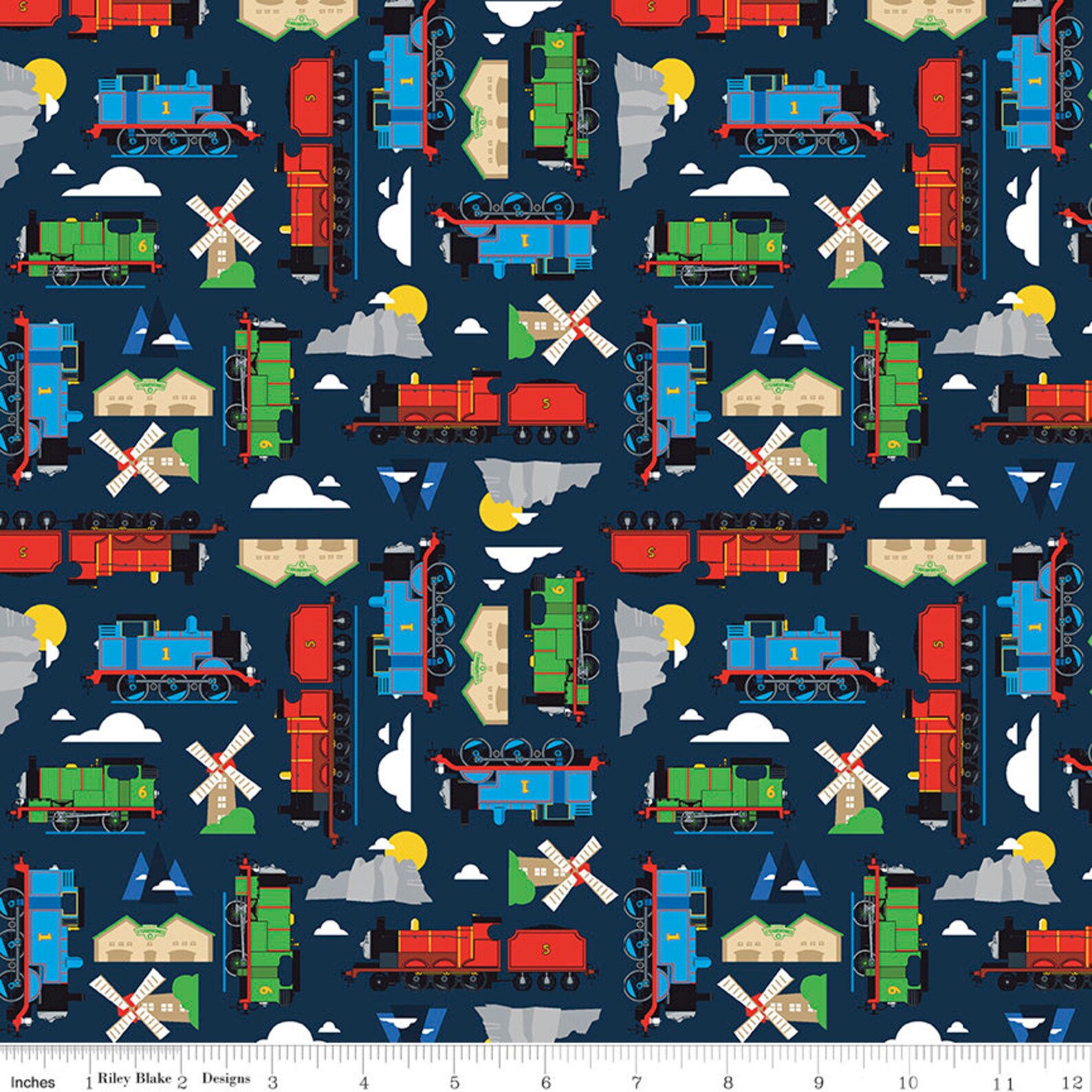Thomas the Train Fabric by the Yard - All Aboard With Thomas and ...