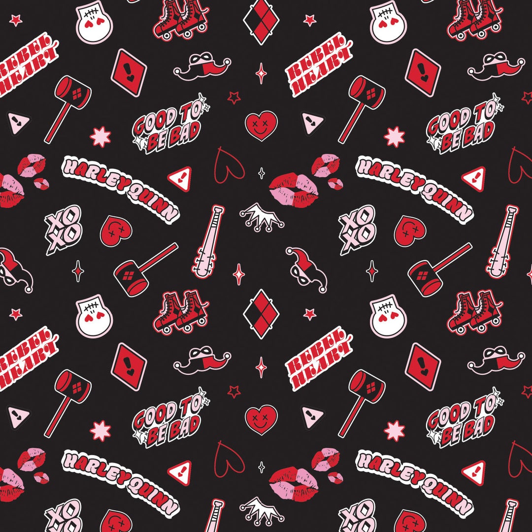 Harley Quinn Cotton Fabric by the Yard - Character Valentine's Day ...