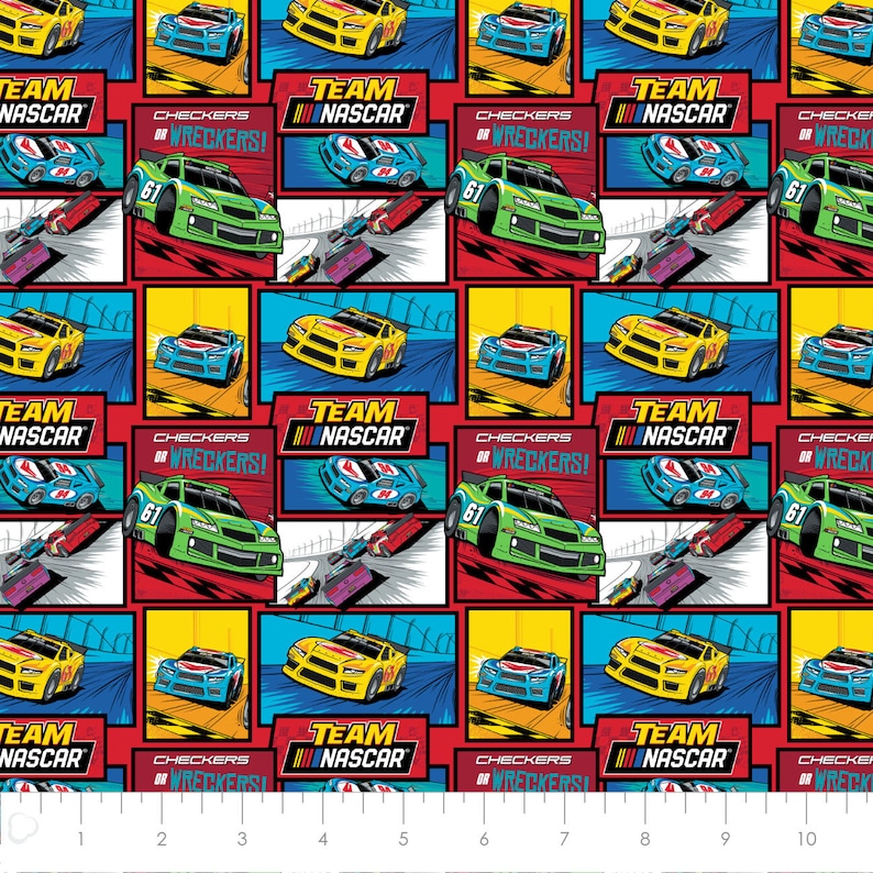 NASCAR Cotton Fabric by the Yard - NASCAR III Collection Chasing ...