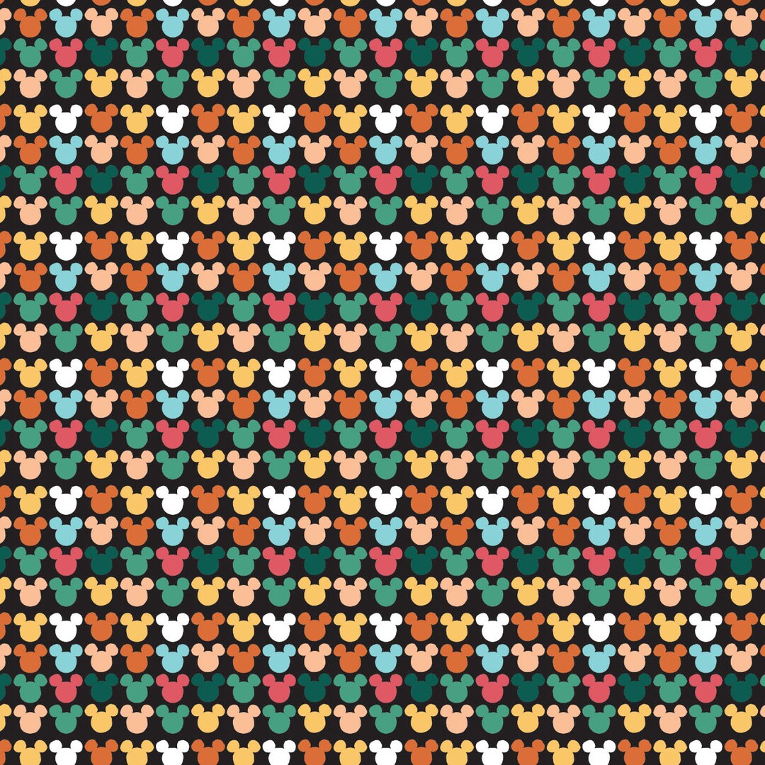 Mickey Mouse Cotton Fabric by the Yard Disney Mickey and Friends Happy ...