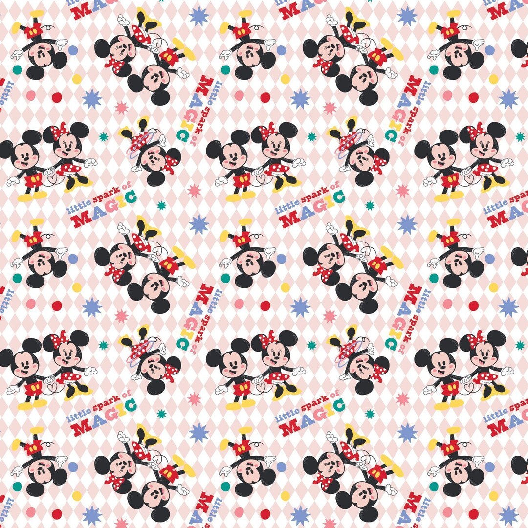 Mickey Cotton Fabric by the Yard Character Nursery Collection Mickey ...