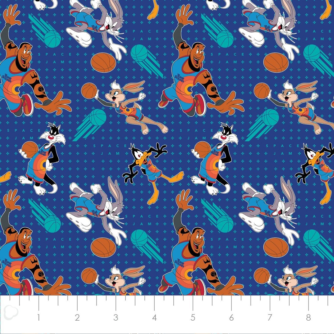 Space Jam Cotton Fabric by the Yard Blue Space Jam Players - Etsy