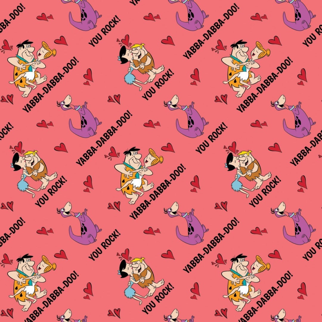 Flintstones Cotton Fabric by the Yard - Character Valentine's Day ...