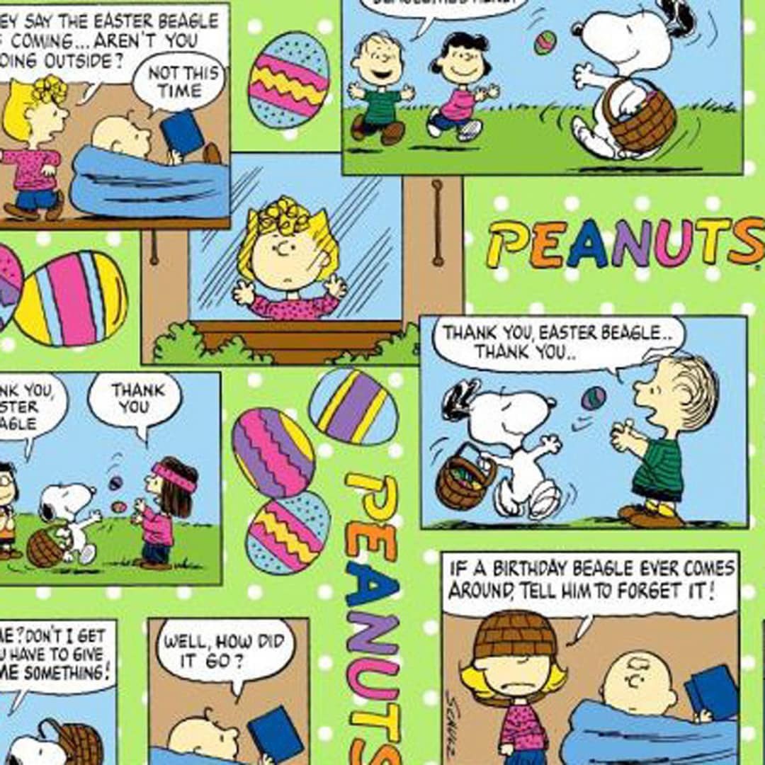 Peanuts Easter Cotton Fabric by the Yard - Easter Comic Strip - Springs ...