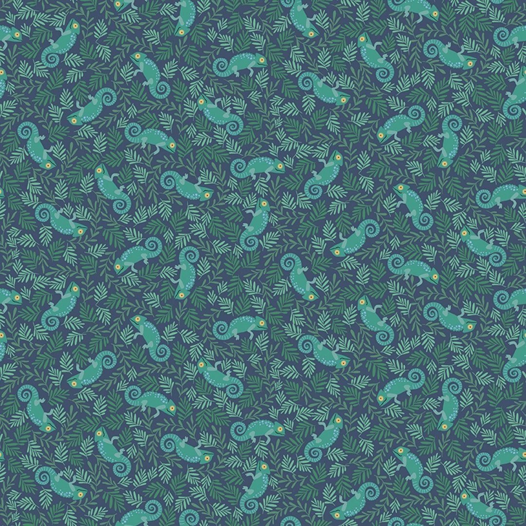 Chameleon Cotton Fabric by the Yard - Croc My World From the Gecko ...