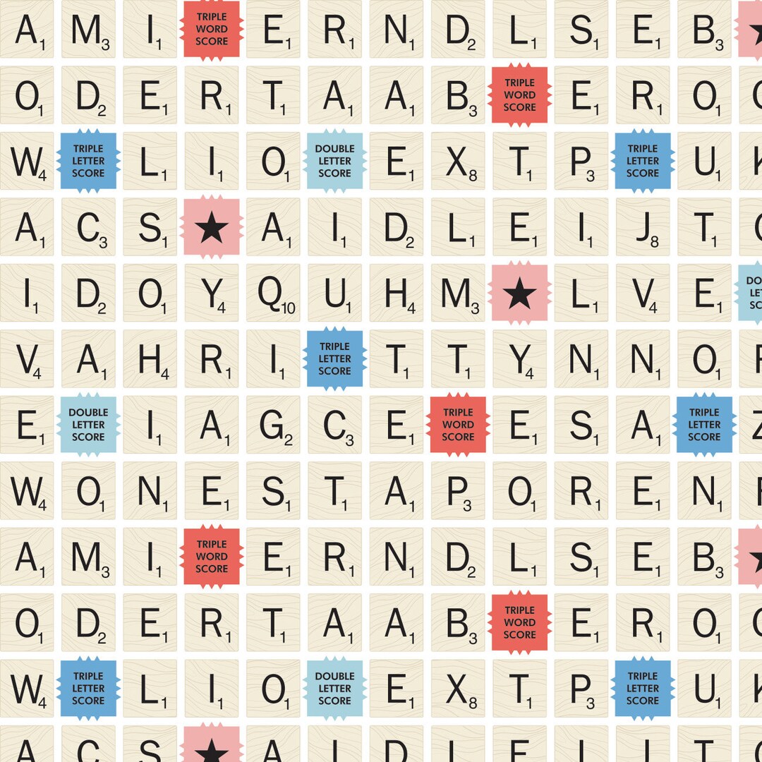 Scrabble Cotton Fabric by the Yard - Hasbro Gaming Scrabble Board ...