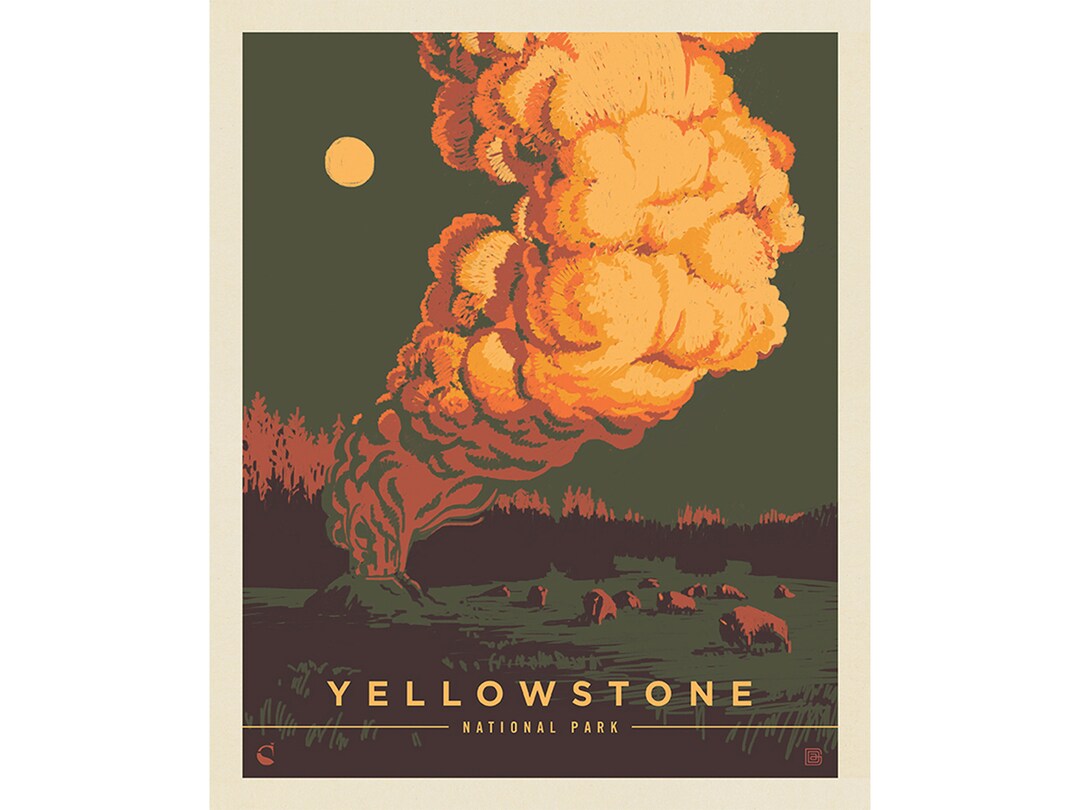 National Parks Cotton Fabric Panel - U.S. National Parks Yellowstone ...