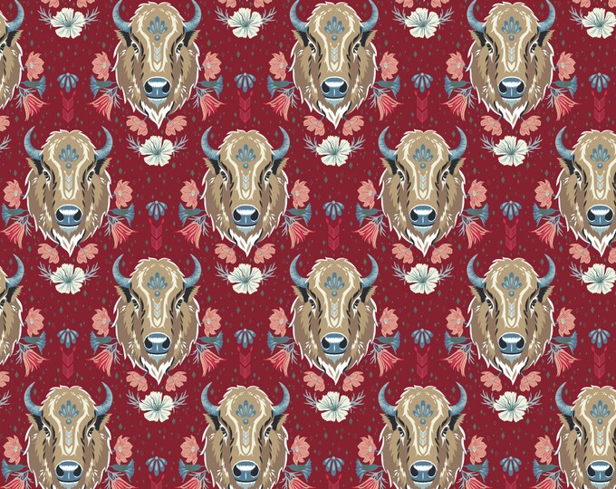 Watercolor Buffalo Fabric Buffalo Triangles on Blue by Taraput ...