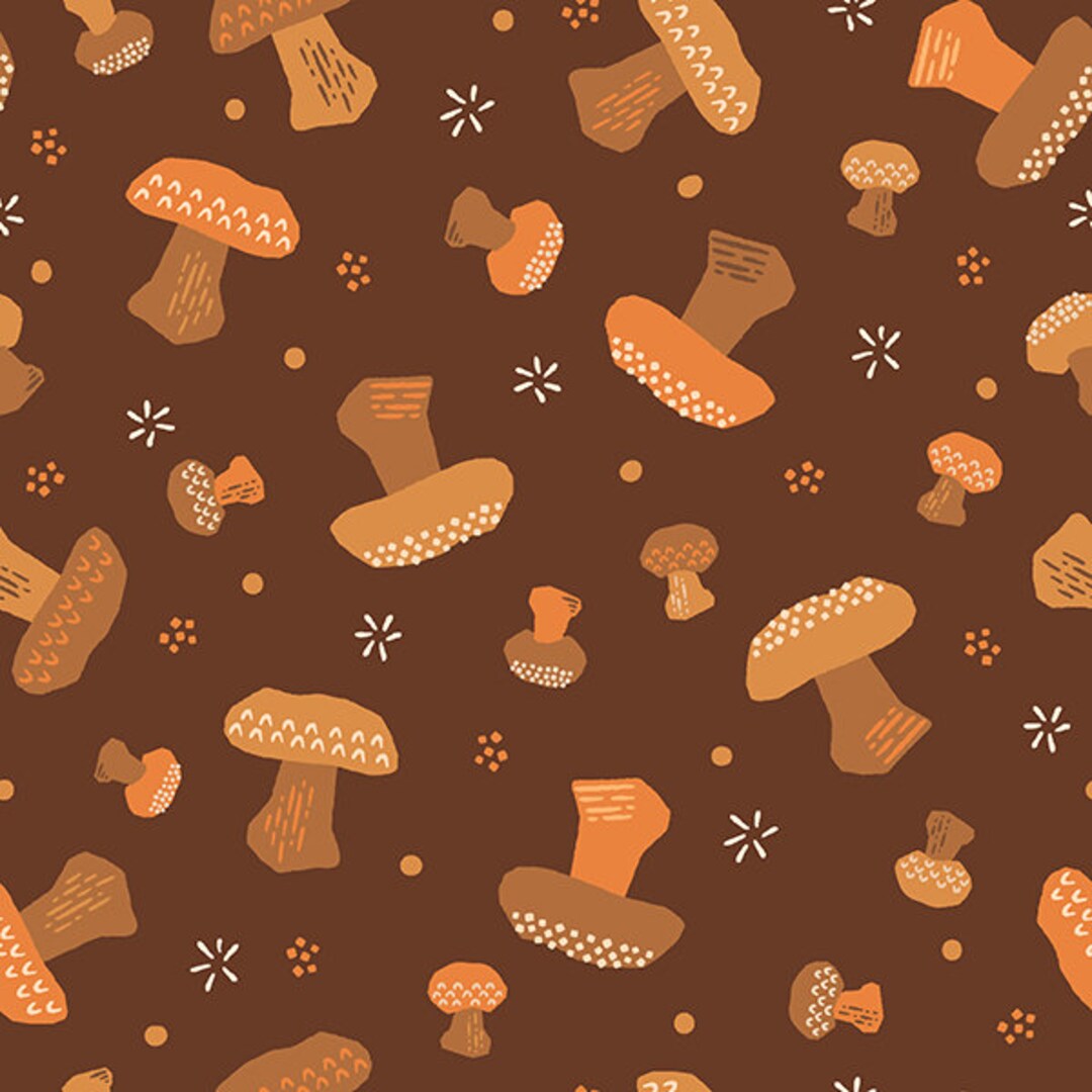Woodland Cotton Fabric by the Yard - Autumn Woods Mushrooms - Zirkus Design for Paintbrush ...