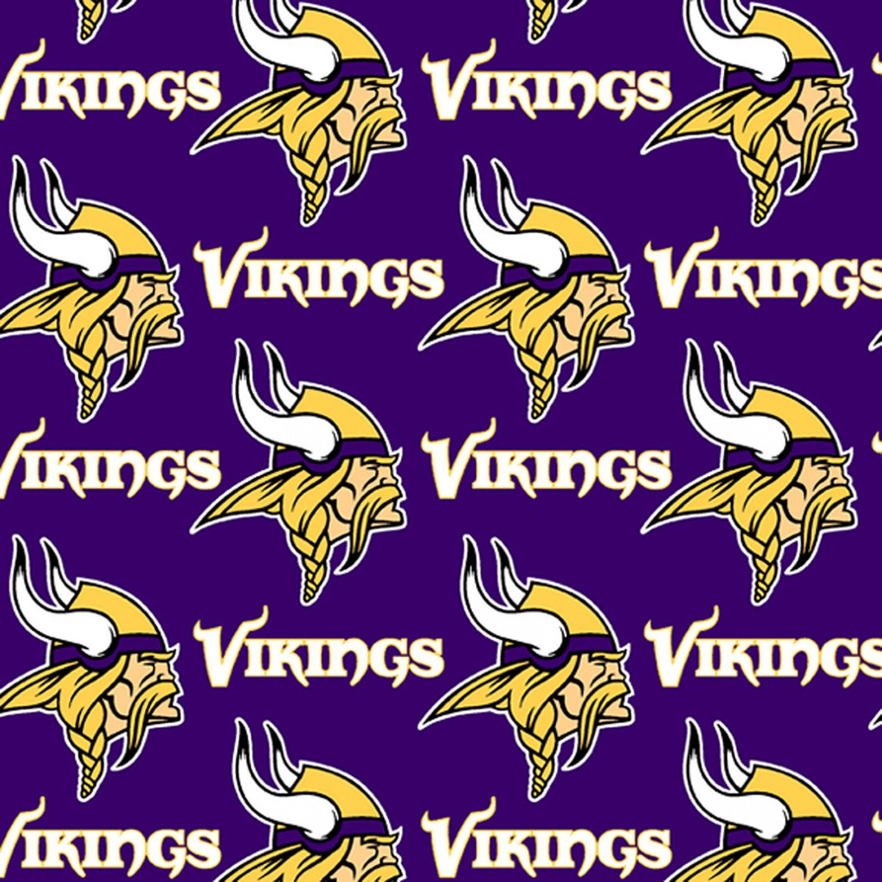 Minnesota Vikings Fabric by the Yard Vikings on Purple | Etsy