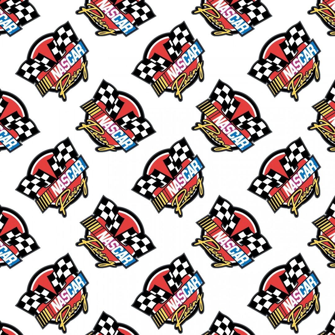 NASCAR Cotton Fabric by the Yard - Retro Racing White - Camelot ...