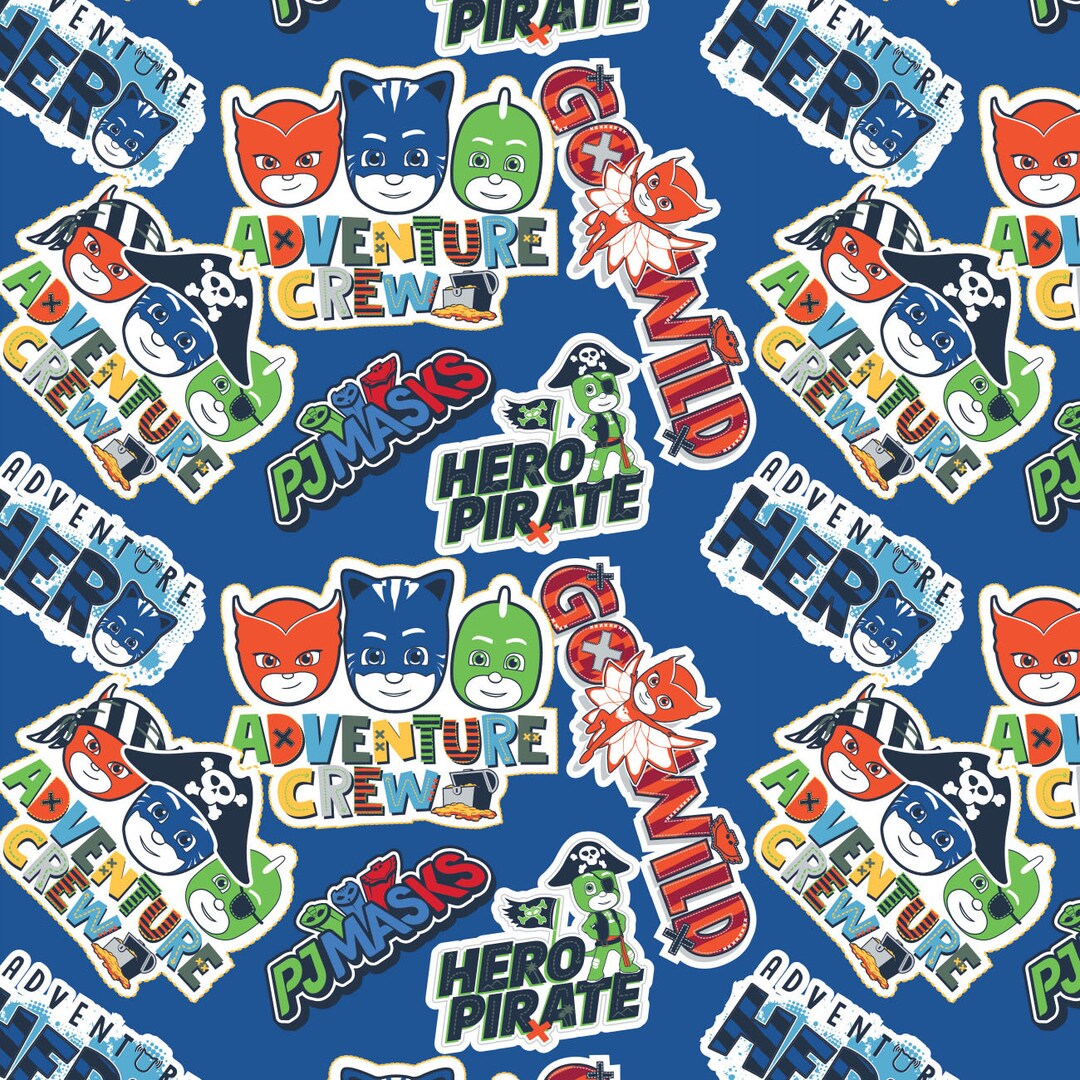 PJ Masks Cotton Fabric by the Yard - PJ Masks Adventure Crew Blue ...