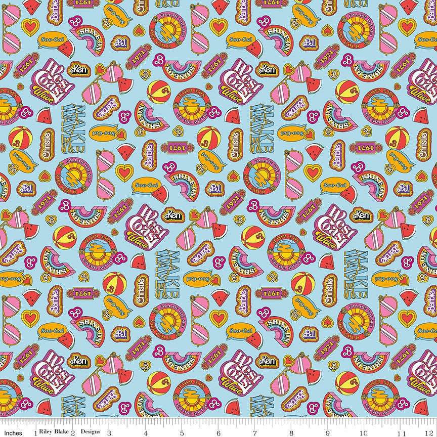 Barbie Cotton Fabric by the Yard Malibu Barbie Icons Blue - Etsy