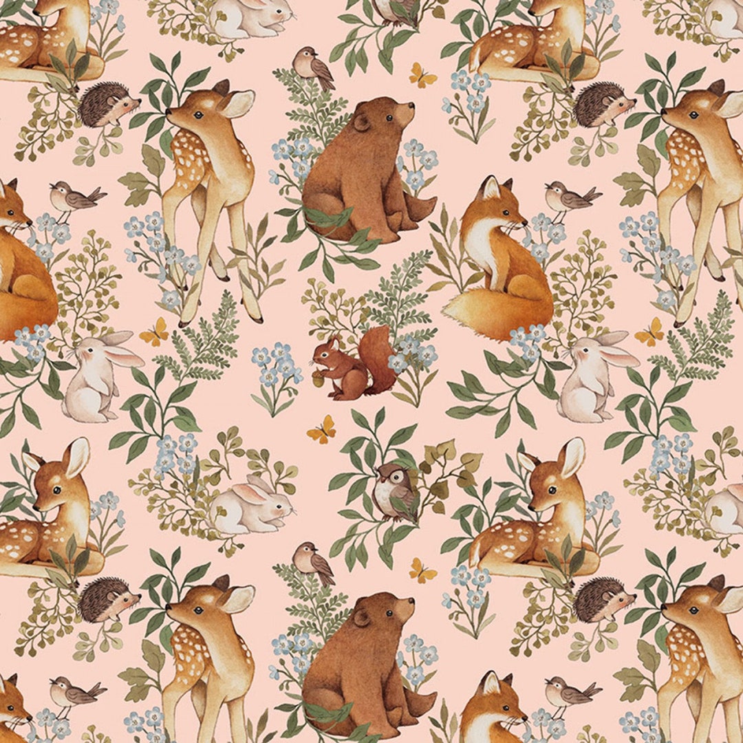 Woodland Cotton Fabric by the Yard - Forest Dreams Main Creampuff ...