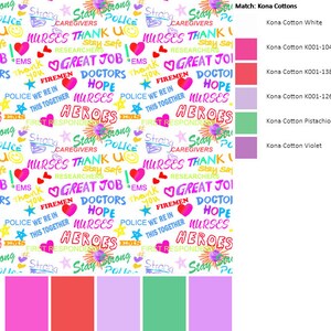 Nurse Fabric by the Yard Thank You Heroes White Sykel 10349-WHT - Etsy