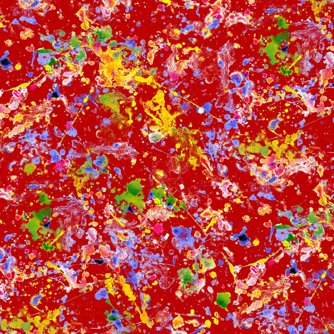 Paint Splatter Cotton Fabric by the Yard Splotch Red Windham 51158-4 - Etsy