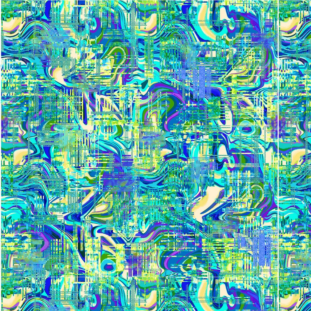 Geometric Cotton Fabric by the Yard - Geofetti 2 Texture Sea Blue ...