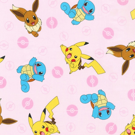 Pokemon Cotton Fabric by the Yard Pink Robert Kaufman - Etsy
