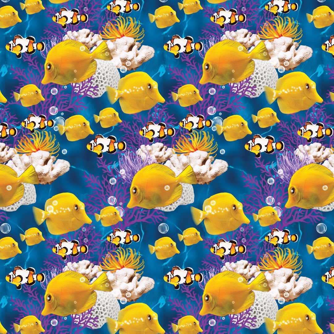 Fish Cotton Fabric by the Yard - Ocean Story Underwater Sunshine Multi ...