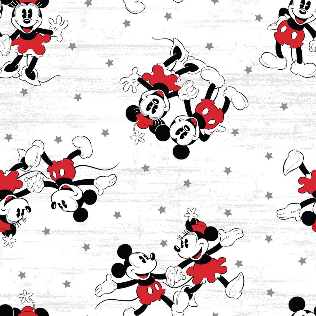Mickey Mouse Cotton Fabric by the Yard - Mickey and Minnie Starlight ...