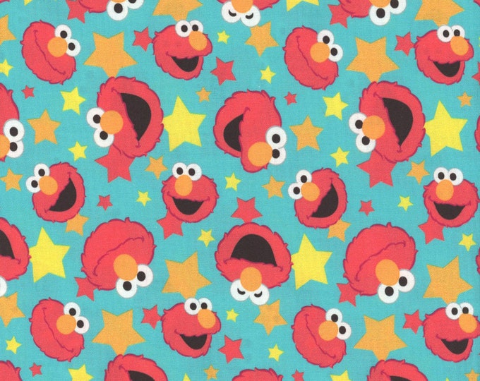 Sesame Street Cotton Fabric by the Yard - Elmo and Stars Teal - QT ...