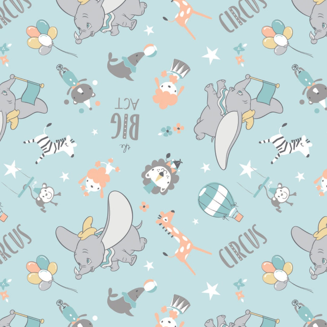 Dumbo Cotton Fabric by the Yard - Disney Dumbo My Little Circus the Big ...