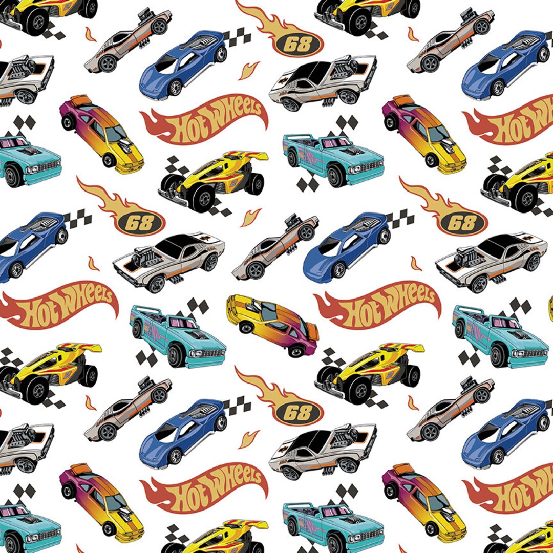 Hot Wheels Cotton Fabric by the Yard - Hot Wheels Made to Race Car Race ...