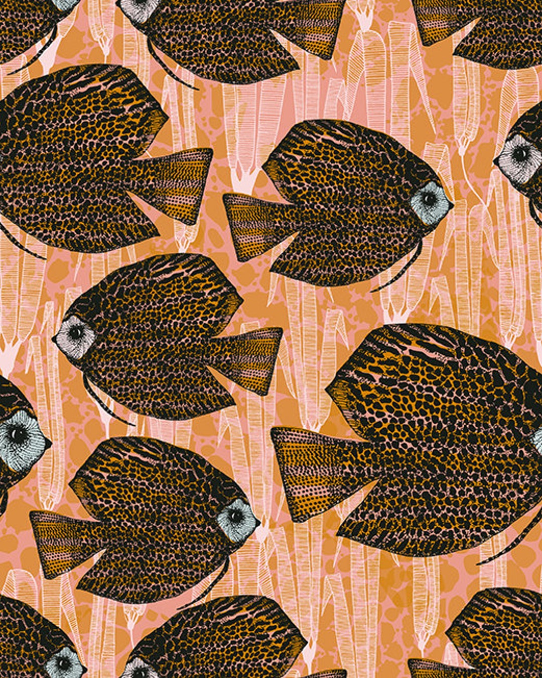 Ocean Cotton Fabric by the Yard - Ocean Adventures School of Fish Gold ...