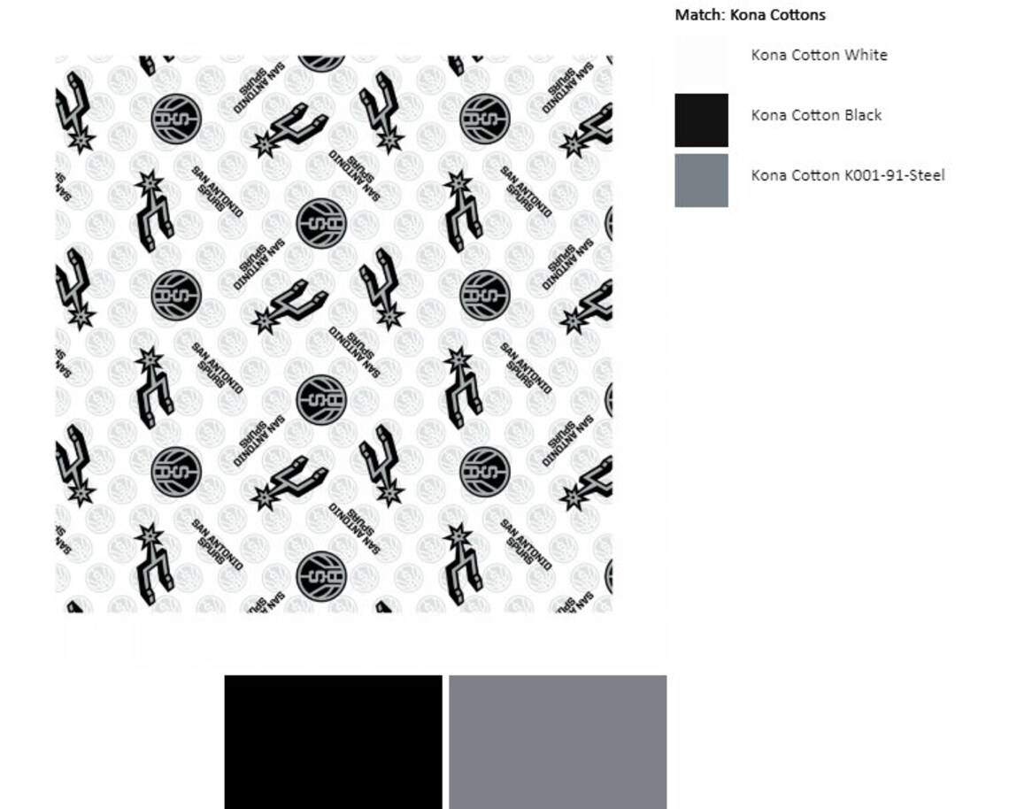 San Antonio Spurs Fabric by the Yard - Tone on Tone Logo - Camelot ...