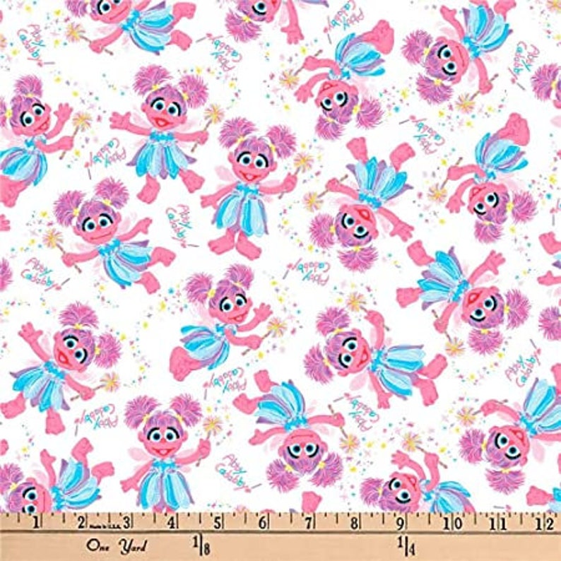 Sesame Street Cotton Fabric by the Yard Abby Cadabby White QT Fabrics ...