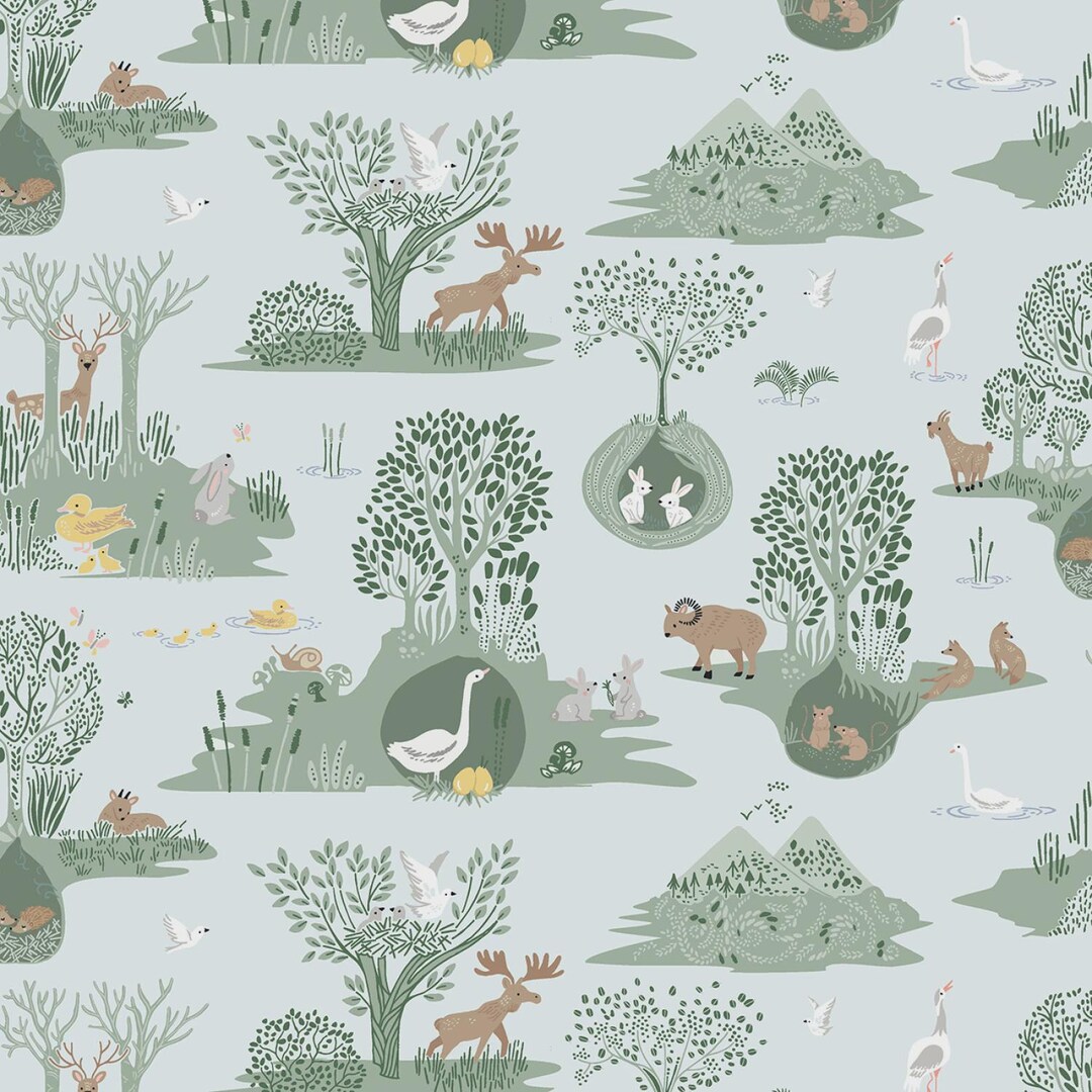 Forest Animal Cotton Fabric by the Yard - Forest Fable Forest Toile ...