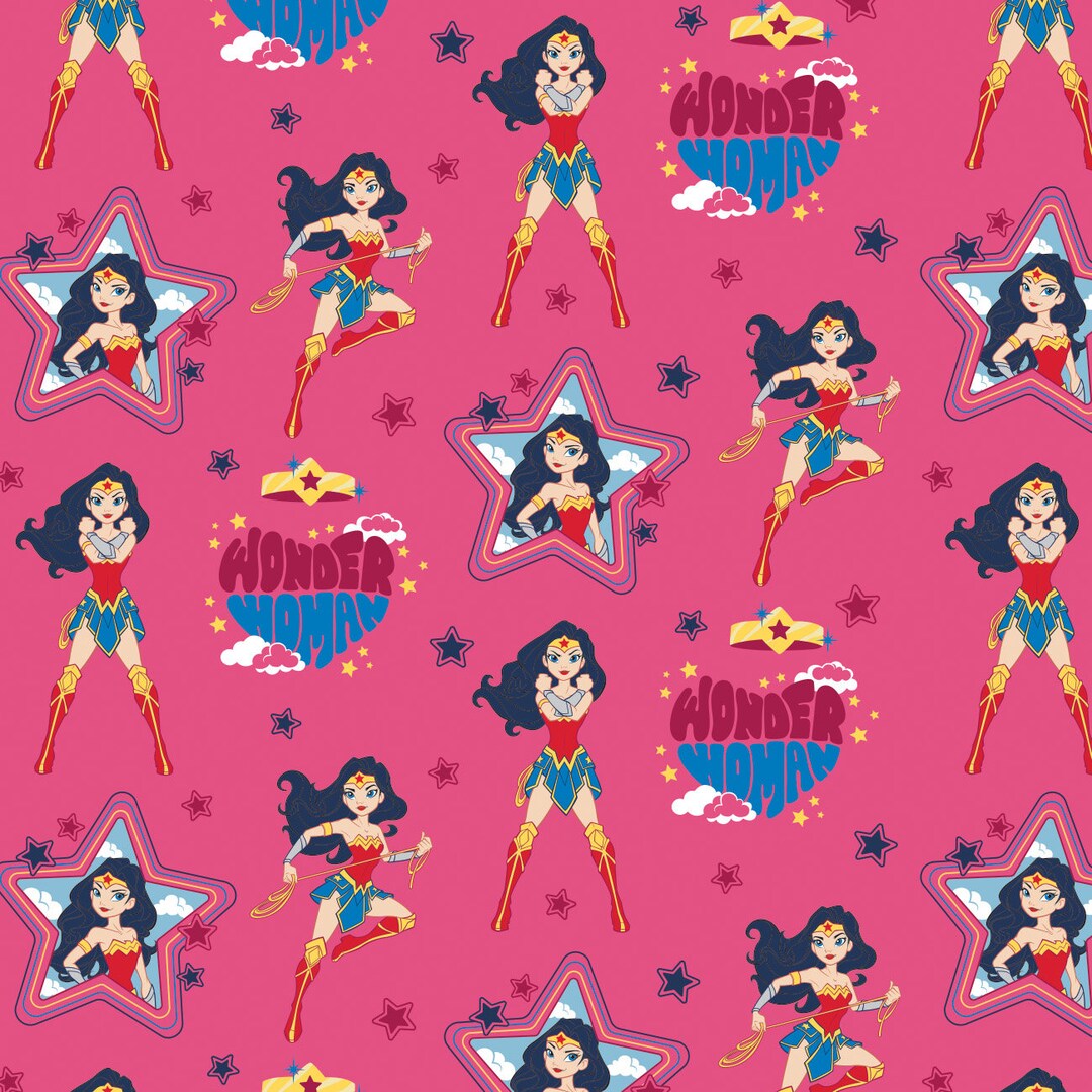 Wonder Woman Cotton Fabric by the Yard - Young DC Magenta Wonder Woman ...