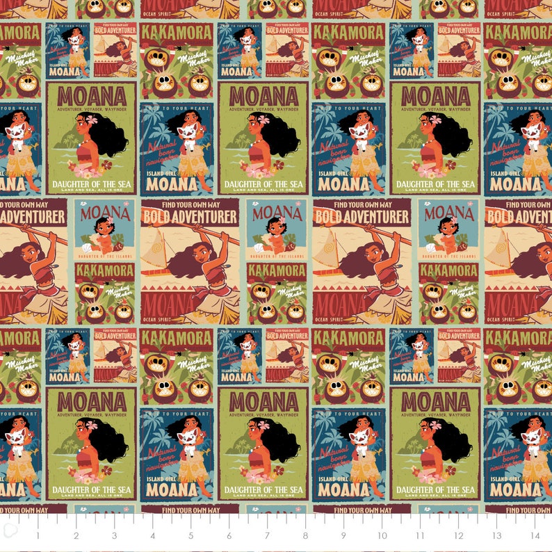 Moana Cotton Fabric by the Yard Disney Moana Collection II - Etsy