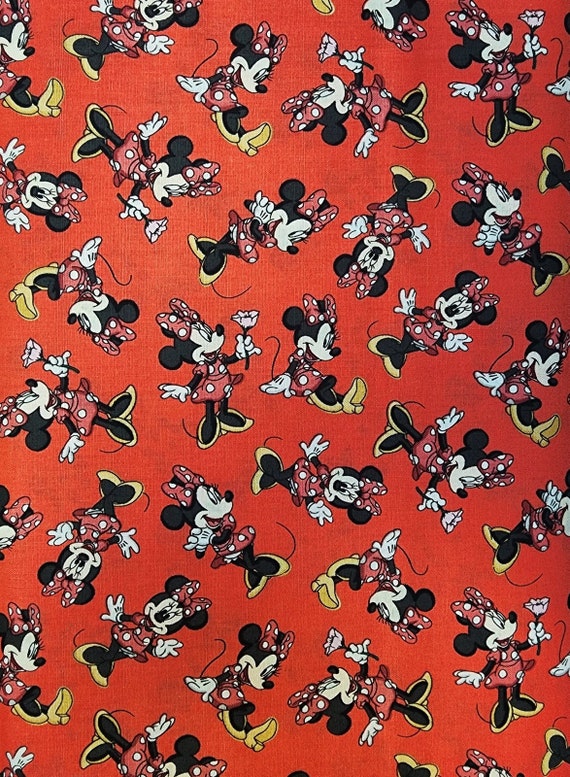Minnie Mouse Cotton Fabric by the Yard Minnie Toss Red | Etsy