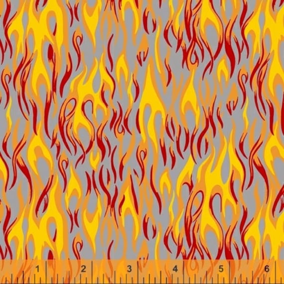 Firefighter Cotton Fabric by the Yard Hold the Line Flames | Etsy