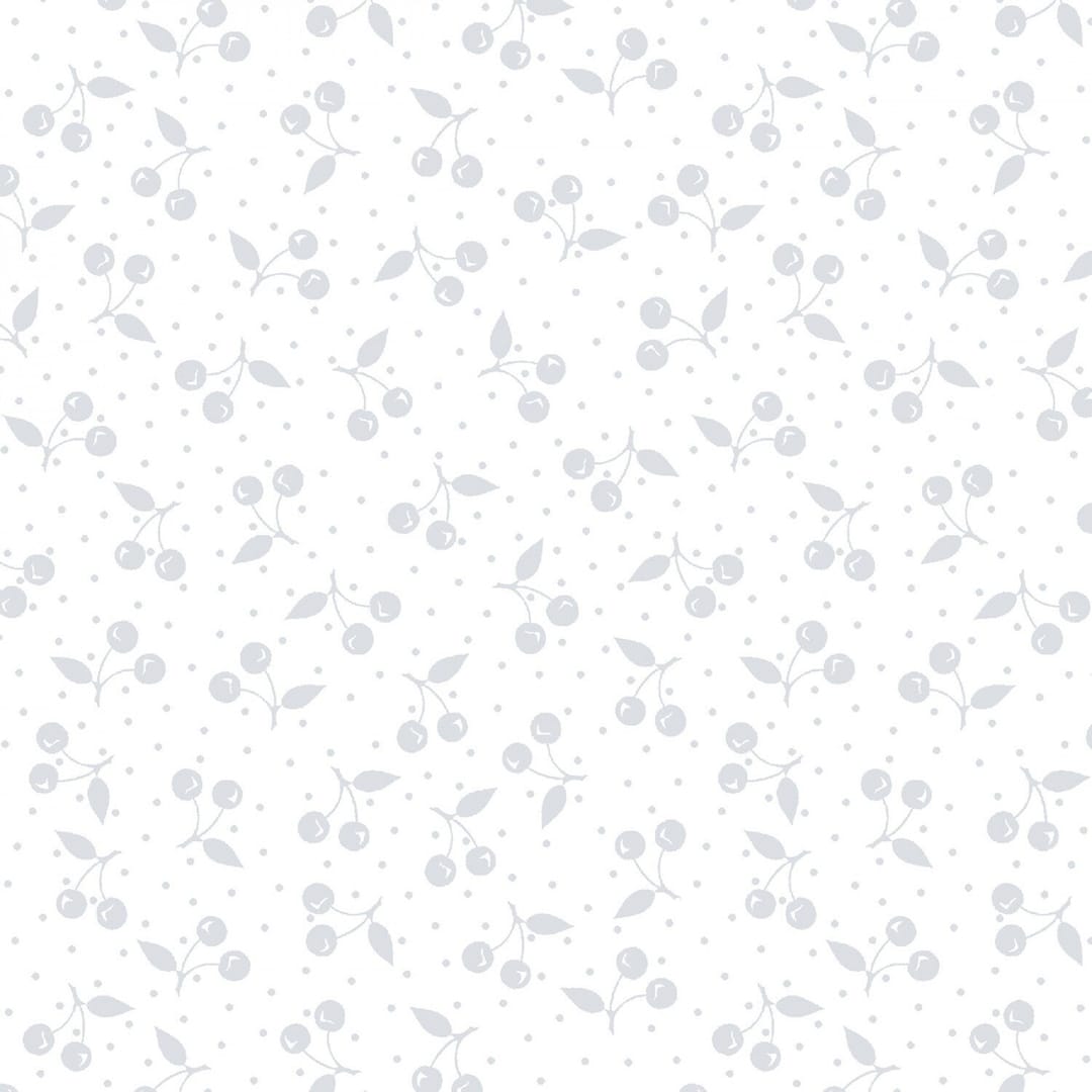 Cherry Cotton Fabric by the Yard White on White Cherries Henry Glass ...