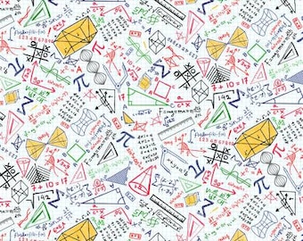 Physics Fabric Physics Equations Light Blue by Thinlinetextiles Physics ...