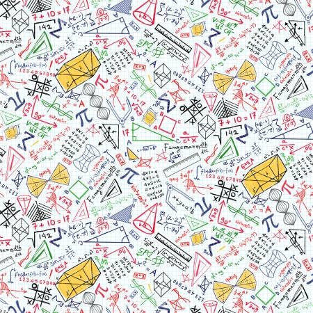 Math and Science Fabric by the Yard - Math Equations on White ...