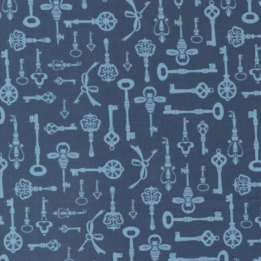Key Cotton Fabric by the Yard - Enchantment Diary Indigo - Sweetfire ...