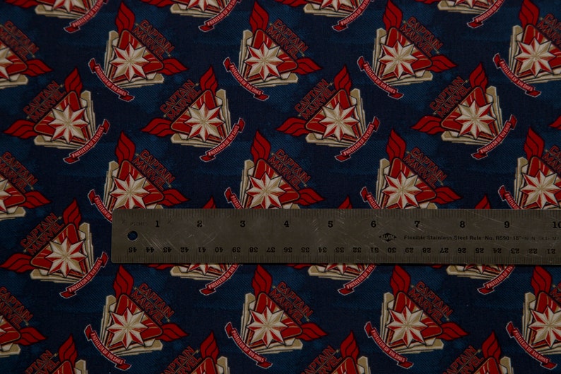 Captain Marvel Fabric by the Yard Blue Captain Marvel Logo - Etsy