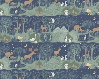 Woodland Cotton Fabric by the Yard - Forest Dreams Main Creampuff ...