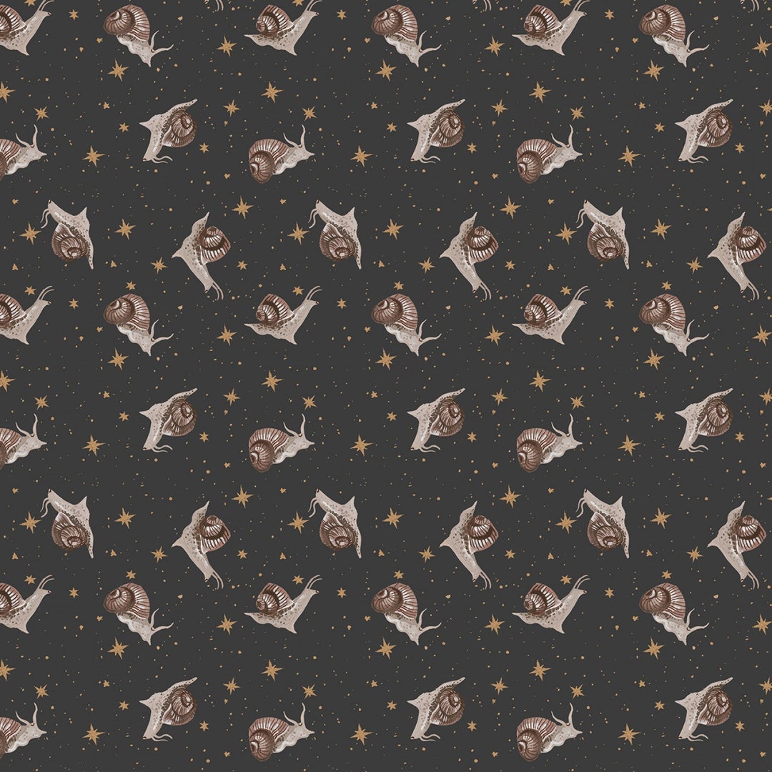 Snail Cotton Fabric by the Yard - Goblincore Snails Carbon - Rae ...