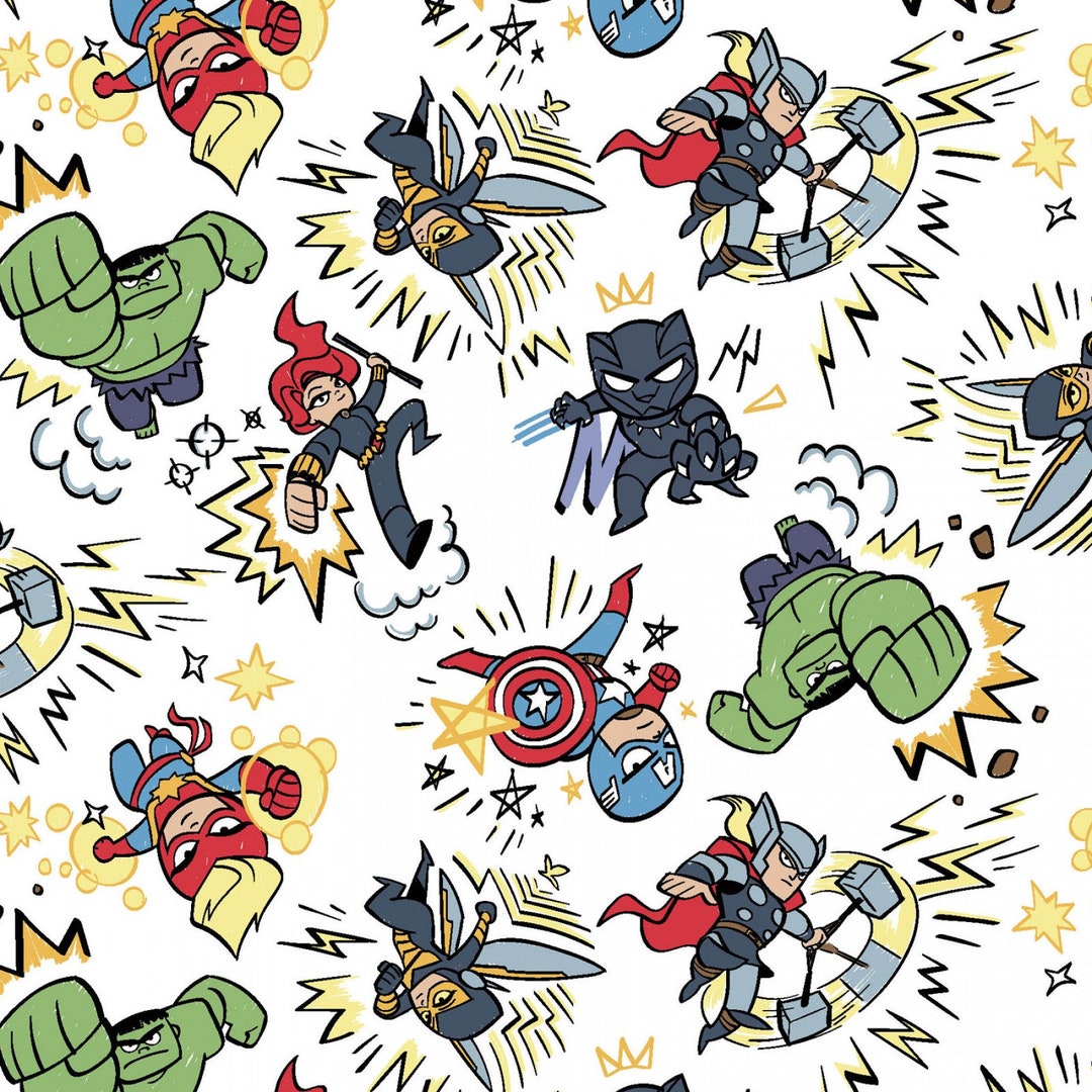 Marvel Superheroes Fabric by the Yard - Marvel Kapow - Springs Creative ...