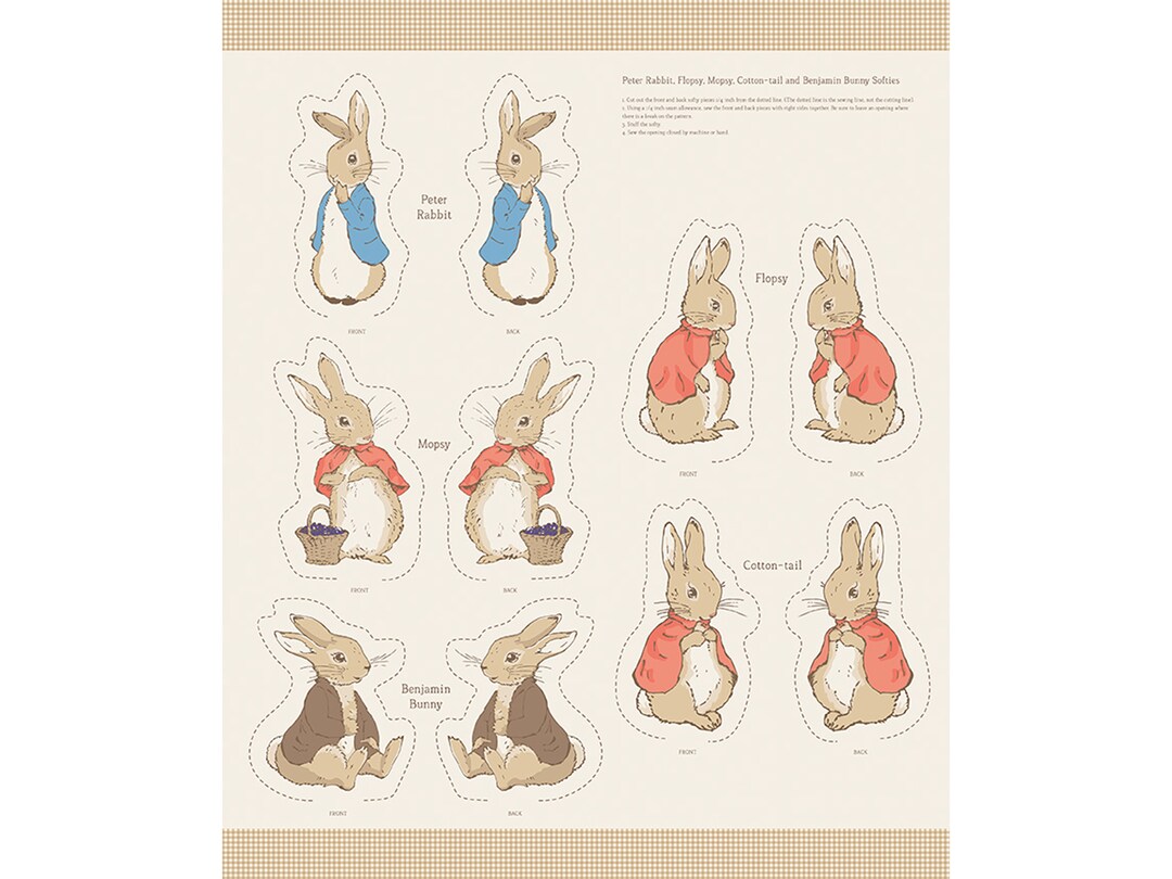 Peter Rabbit Cotton Fabric Softie Panel - the Tale of Peter Rabbit ...