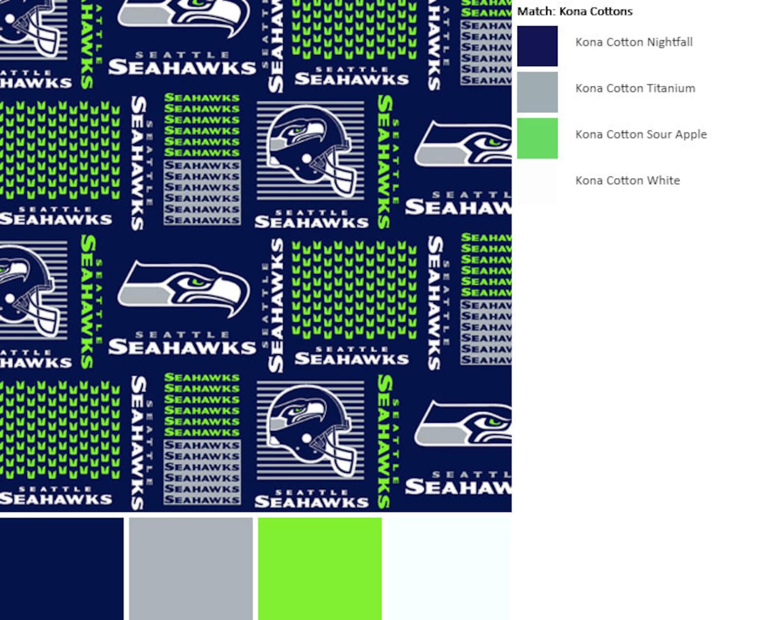 Seattle Seahawks Fabric by the Yard Logo Grid Fabric | Etsy
