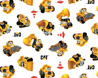 CAT Buildin Crew Fabric by the Yard - Caterpillar Construction Set ...