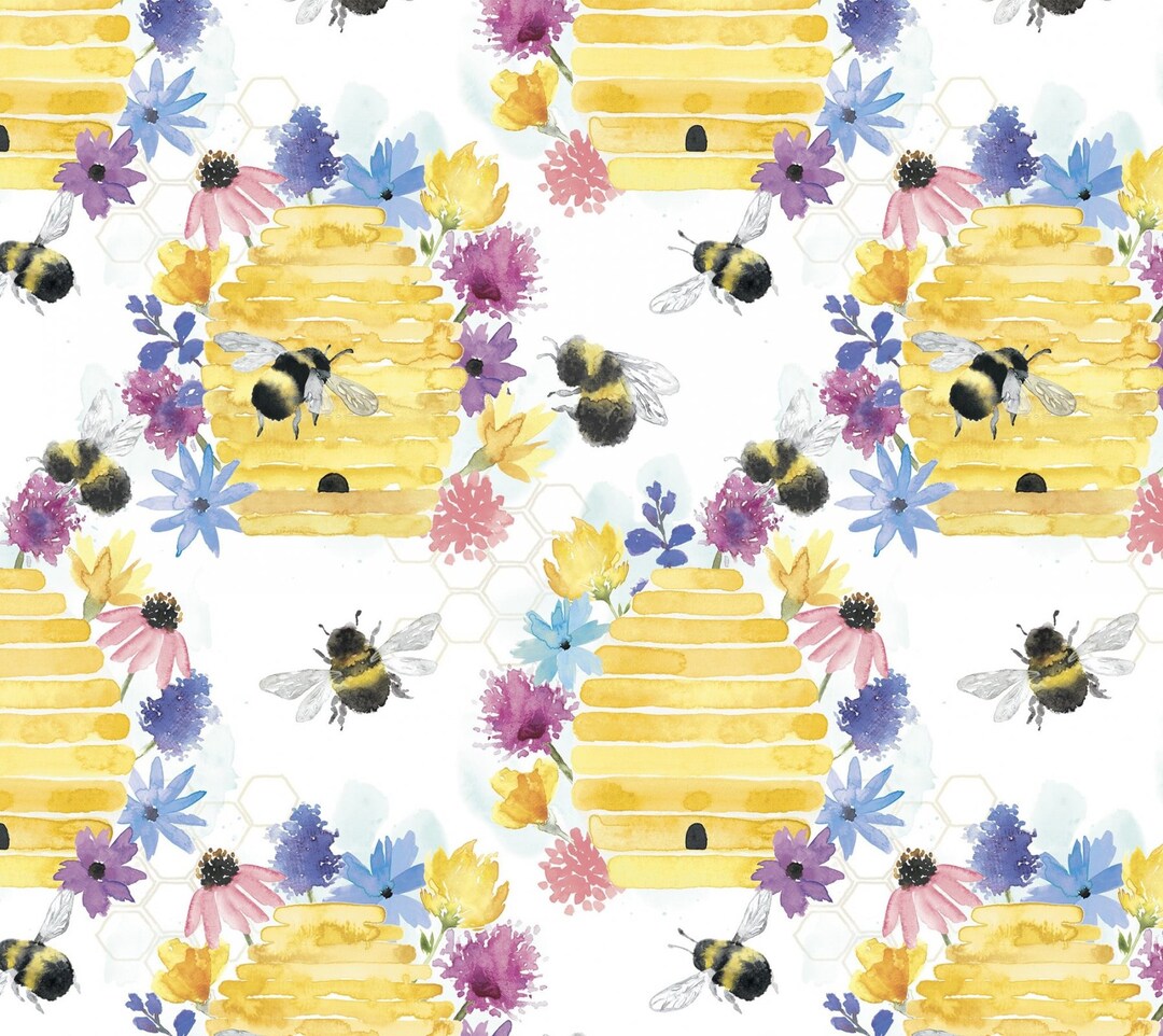 Bee Cotton Fabric by the Yard - Bee Harmony - David Textiles WA-5884-0C ...