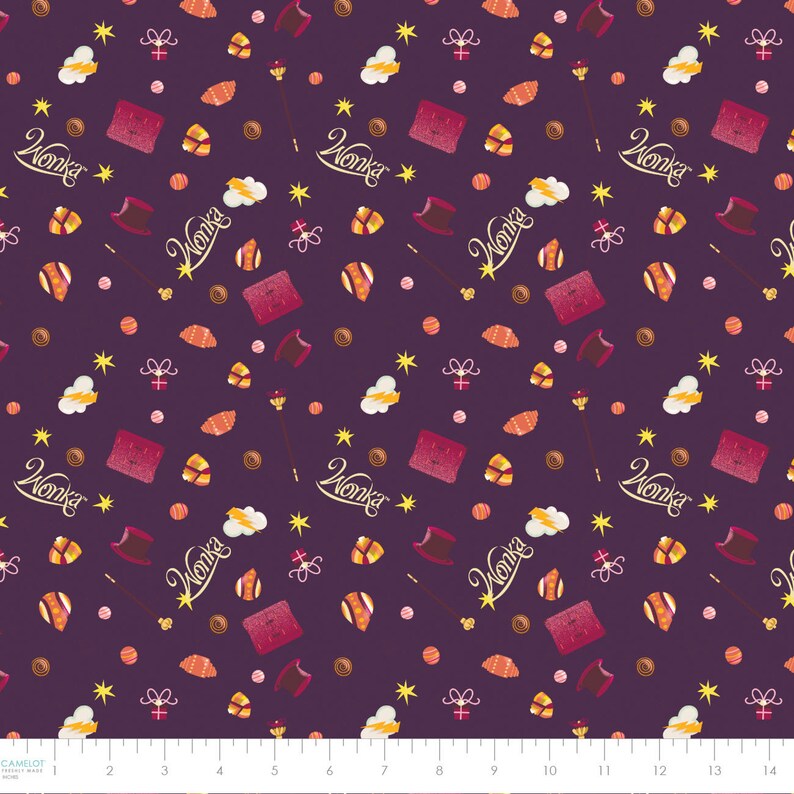 Willy Wonka Cotton Fabric by the Yard - Wonka the Movie Wonka Icons ...