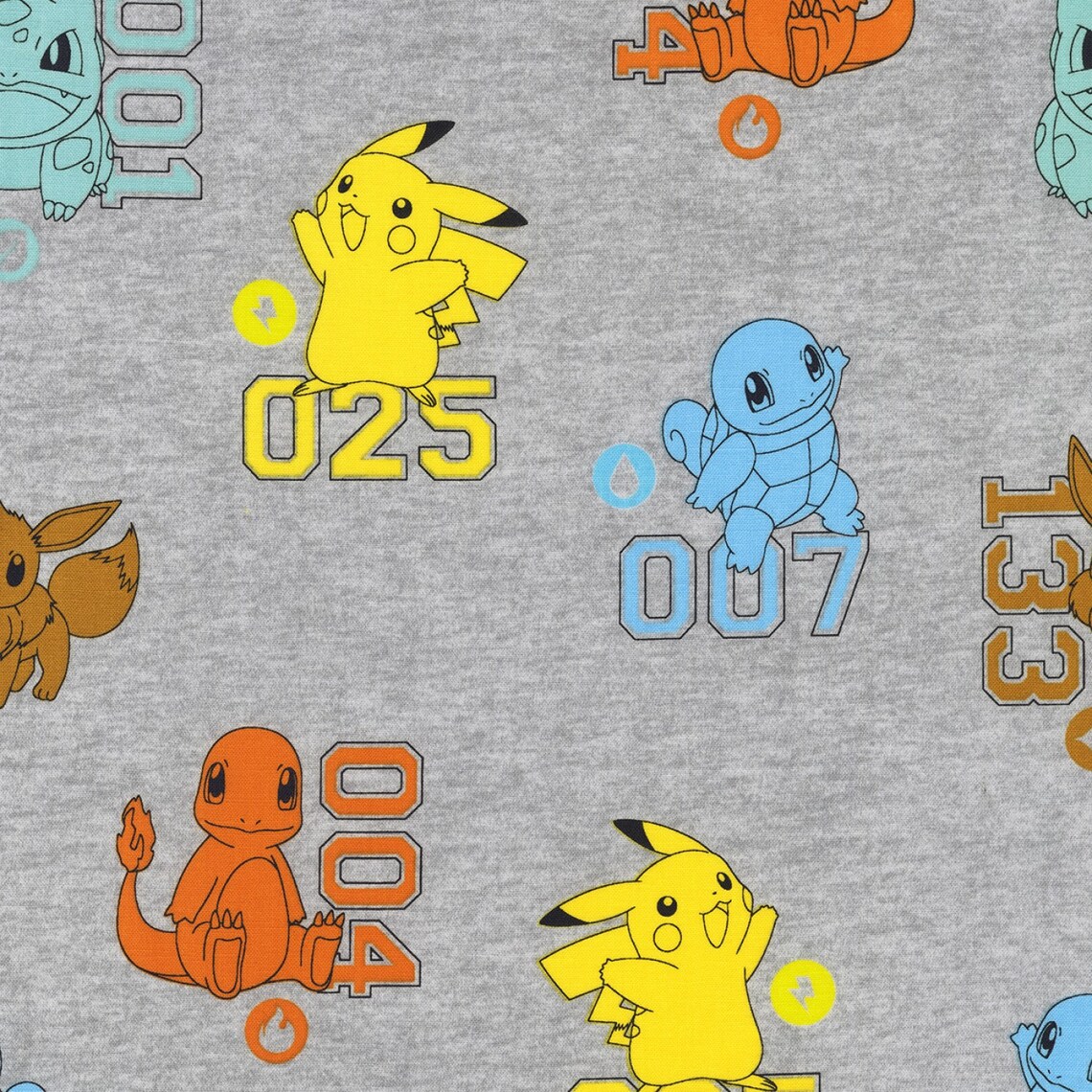 Pokemon Cotton Fabric by the Yard Pokemon Numbers Gray - Etsy