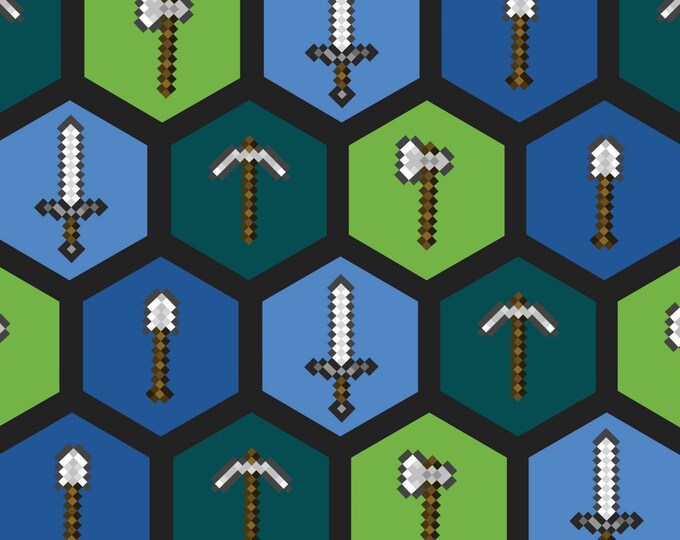 Minecraft Cotton Fabric by the Yard Minecraft Tools - Etsy
